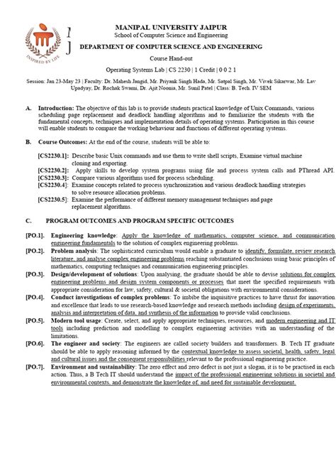 Cs2230 Os Lab Mahesh Jangid Coursehandout Pdf Engineering Thread Computing