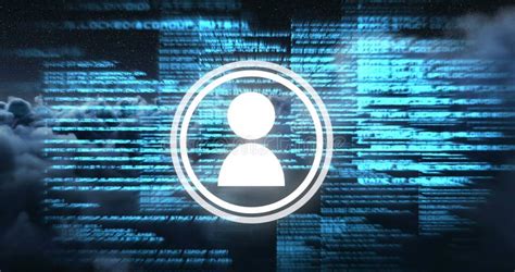 Composite Of Profile Icon In Circles Over Programming Language Against Cloudscape Stock