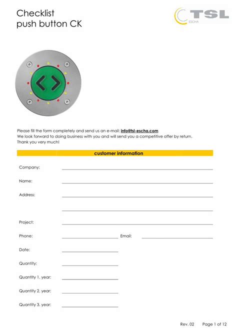 PDF Checklist Push Button CK Checklist Push Button CK Please Fill The Form Completely And