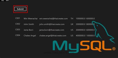windows store apps and mysql database c