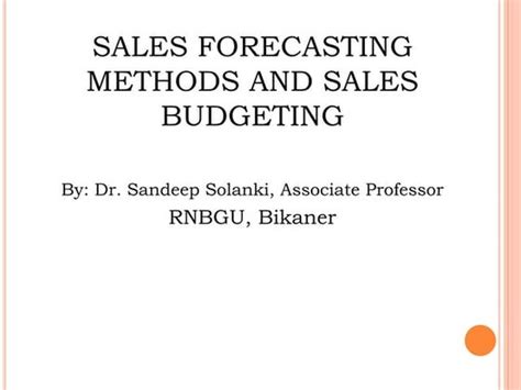Sales Forecasting Methods In Sales Pptx