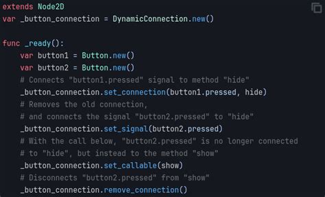 dynamic connection remove signal connection boilerplate godot asset