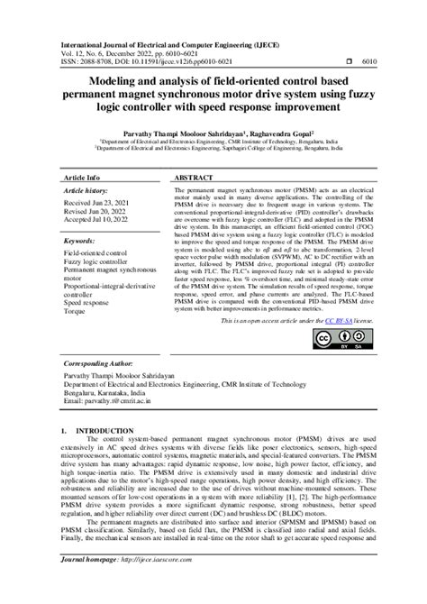Pdf Modeling And Analysis Of Field Oriented Control Based Permanent