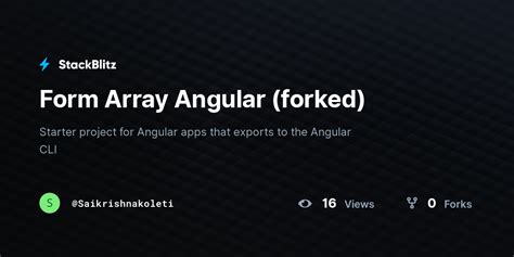 Form Array Angular Forked Stackblitz