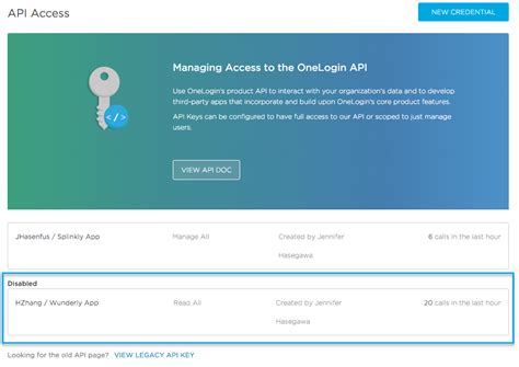 api credentials creating viewing deleting and disabling api credential