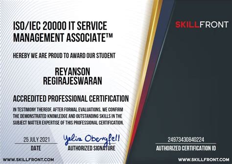 reyanson sosai on linkedin skillfront iso iec 20000 it service