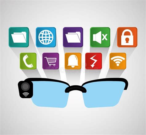 Smart Glasses Wearable Technology Modern Shadow Stock Illustration