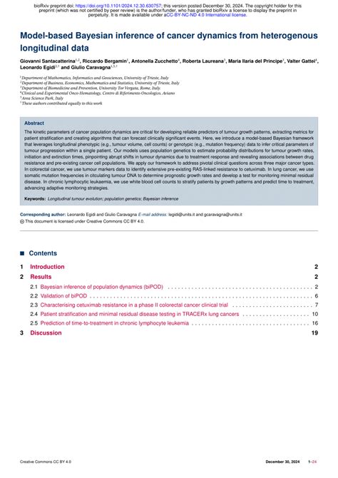 pdf model based bayesian inference of cancer dynamics from