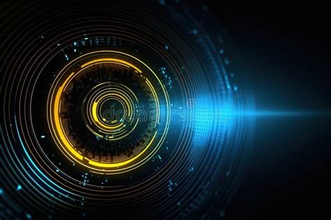 Blue And Yellow Abstract Circular Interface Background Stock