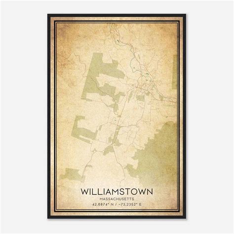 Vintage Williamstown Massachusetts Map Poster Modern Home Decor Wall