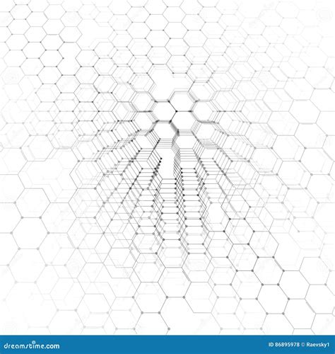Chemistry 3d Pattern Hexagonal Molecule Structure On White Scientific Medical Dna Research