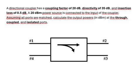 Solved A Directional Coupler Has A Coupling Factor Of