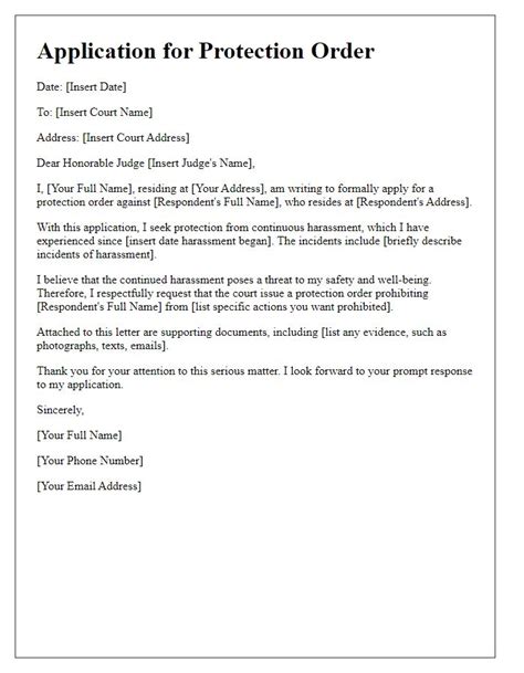Letter Template For Protection Order Applications Free Samples In Pdf Letterin