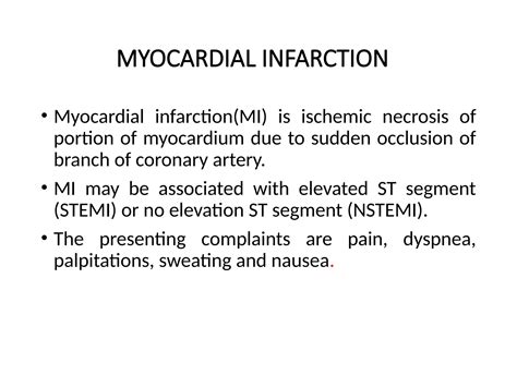 St Segment Elevation Myocardial Infarctionpptx Heart And