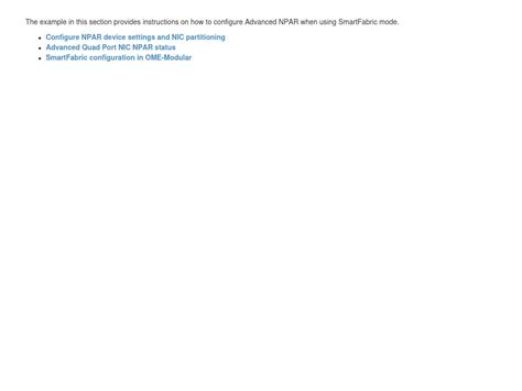 advanced npar on mx smartfabric mode dell poweredge mx networking
