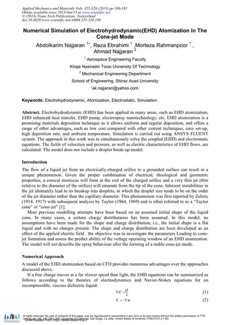 Pdf Numerical Simulation Of Electrohydrodynamic Ehd Atomization In