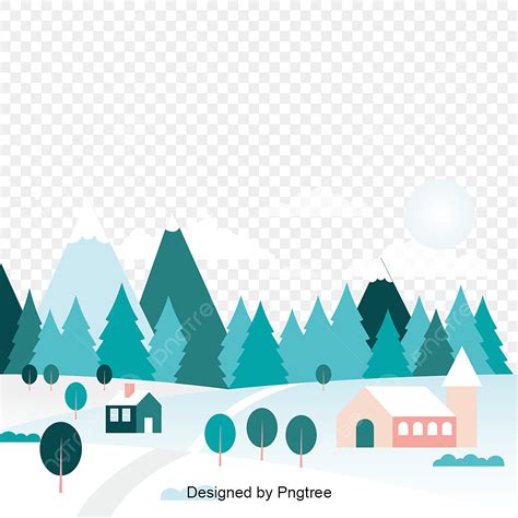 벡터 만화 겨울 삽화 원 시골 풍경 만화 간단한 현대 Png 일러스트 및 벡터 에 대한 무료 다운로드 Pngtree
