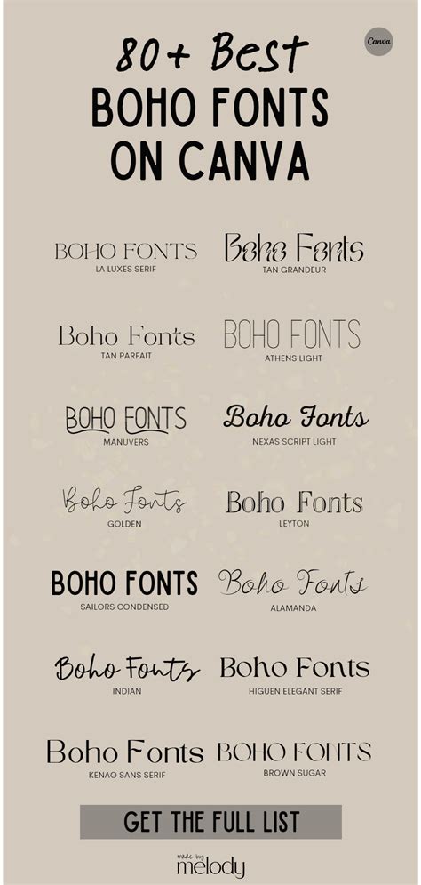 80 Bohemian Fonts On Canva The Ultimate Guide Artofit