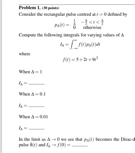 solved problem 1 30 ﻿points consider the rectangular pulse