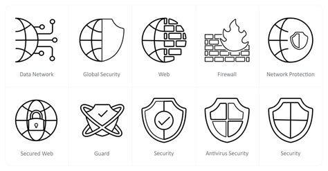 Premium Vector A Set Of 10 Security Icons As Data Network Global Security Web