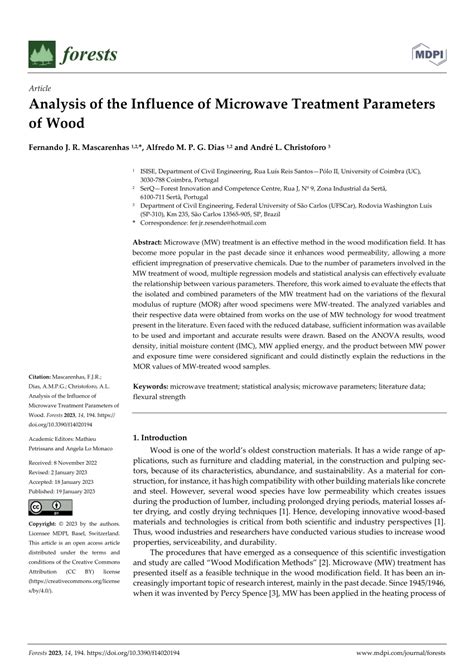 Pdf Analysis Of The Influence Of Microwave Treatment Parameters Of Wood