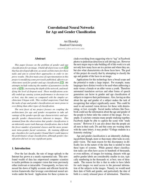 convolutional neural networks for age and gender classification pdf