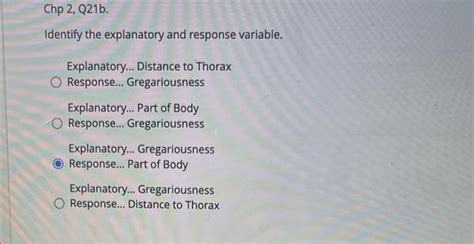 Solved Identify The Explanatory And Response Variable Chegg