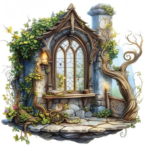 Premium Photo A Close Up Of A Window With A Bench And A Tree