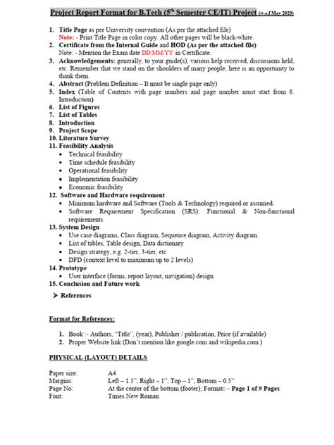 Semester 5 Project Report Format For Ce It Ce Ai Pdf Page Layout