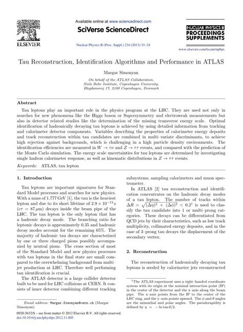 Pdf Tau Reconstruction Identification Algorithms And Performance In