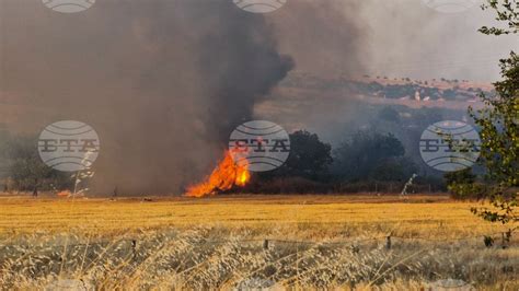 Огнеборци от Кюстендил и Благоевград се борят с пожара в района на гара Кочериново Утро