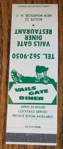 Vails Gate Diner New Windsor New York 1960s Matchbook Matchcover F7