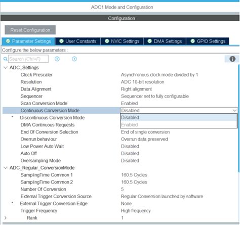Solved How Do I Disable The Discontinous Conversion Mode Stmicroelectronics Community