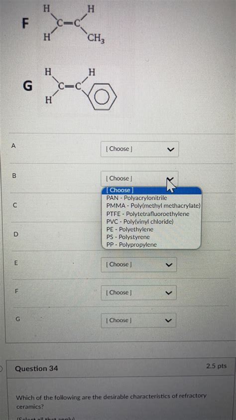 Solved Match The Monomer Structure With The Name Of The