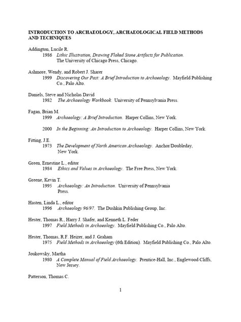 Bibliografia Introduction To Archaeology Archaeological Field Methods Pdf