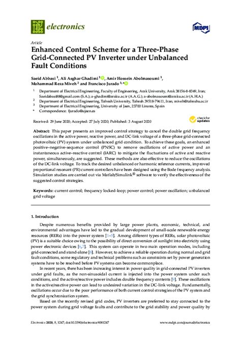 Pdf Enhanced Control Scheme For A Three Phase Grid Connected Pv