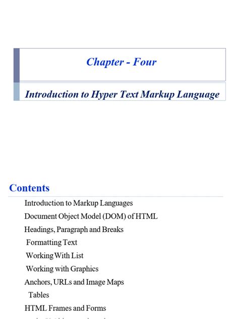 Chapter 4 Introduction To Hyper Text Markup Language Html Pdf Html Html Element