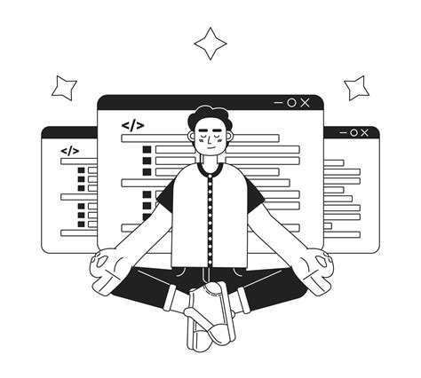 Become Programmer Expert Black And White Concept Vector Spot Illustration Editable 2d Flat