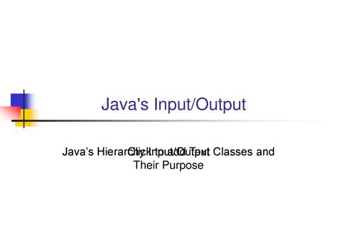 Javas Hierarchy Inputoutput Classes And Their Purpose Ppt Download
