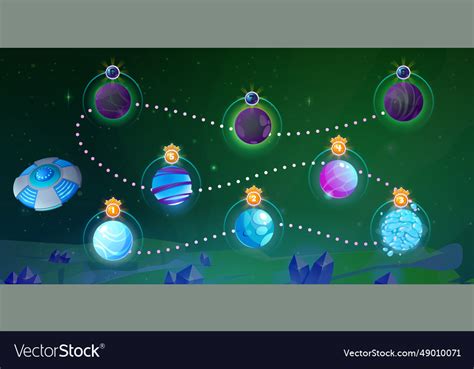 Space Game Ui Level Map With Planet Galaxy Vector Image