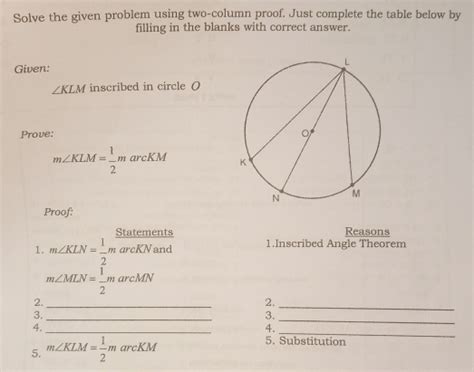 solved solve the given problem using two column proof just complete