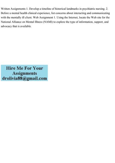 Written Assignments 1 Develop A Timeline Of Historical Landmarks In Pdf Mental Health