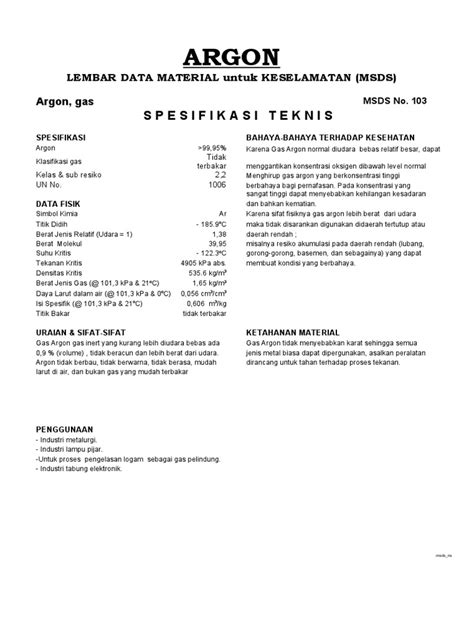 Msds Argon Pdf