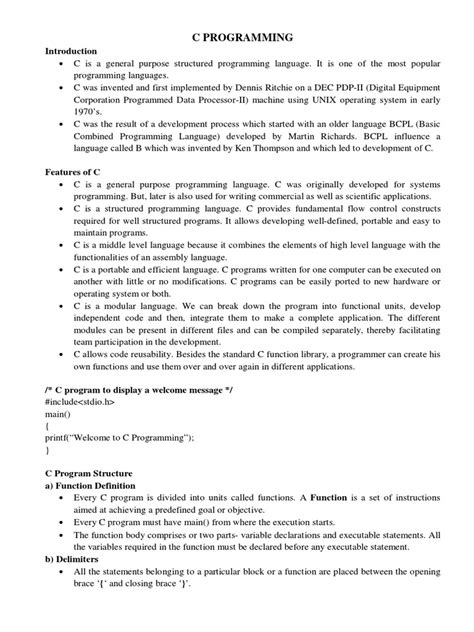 c programming pdf computer programming c programming language
