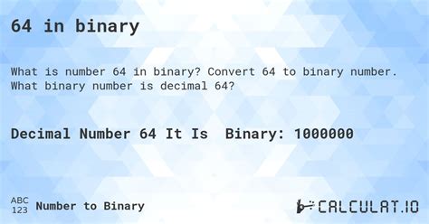 64 In Binary Calculatio