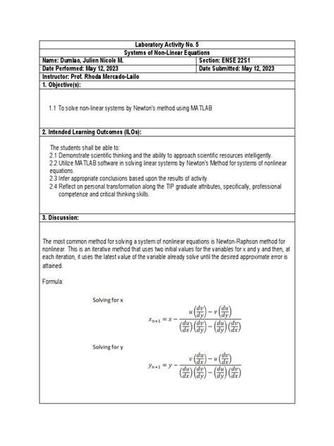 laboratory activity 5 systems of nonlinear equations dumlao download