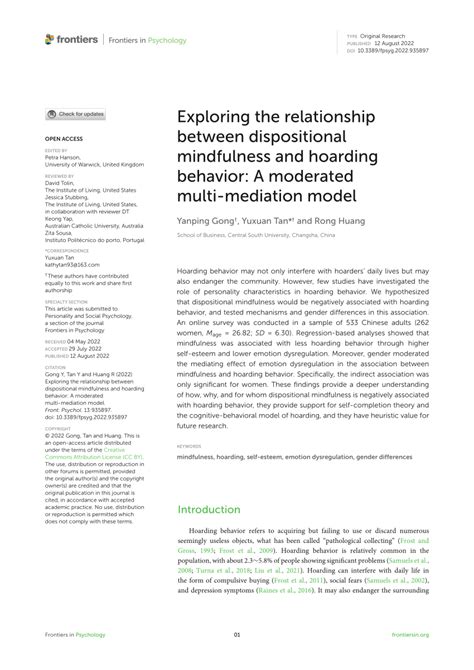 Pdf Exploring The Relationship Between Dispositional Mindfulness And