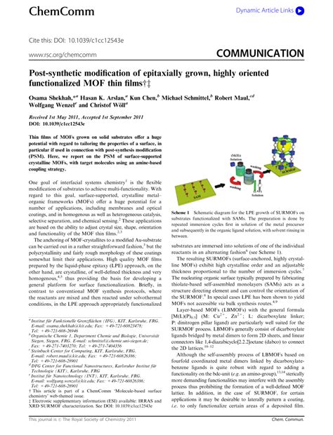 Pdf Post Synthetic Modification Of Epitaxially Grown Highly Oriented