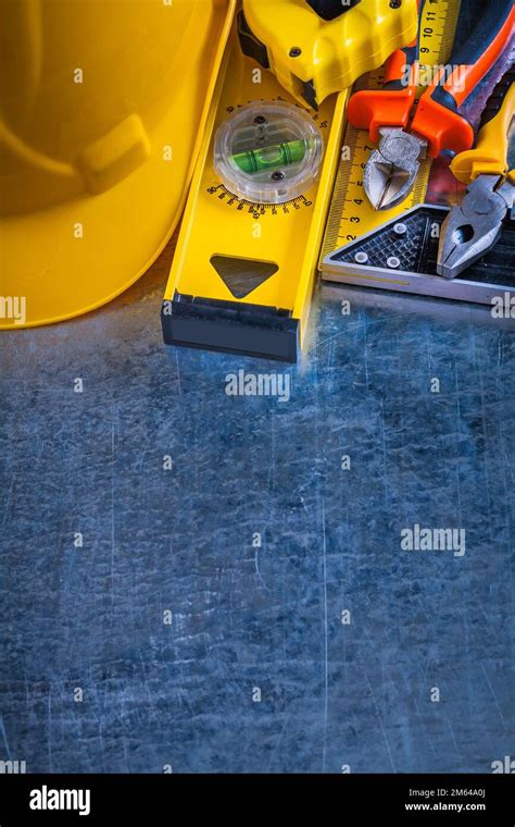 Toolset Of Working Objects On Scratched Vintage Metallic Background