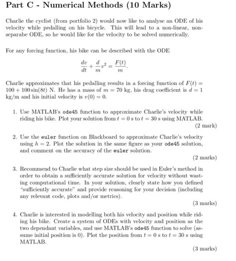Solved Part C Numerical Methods 10 Marks Charlie The